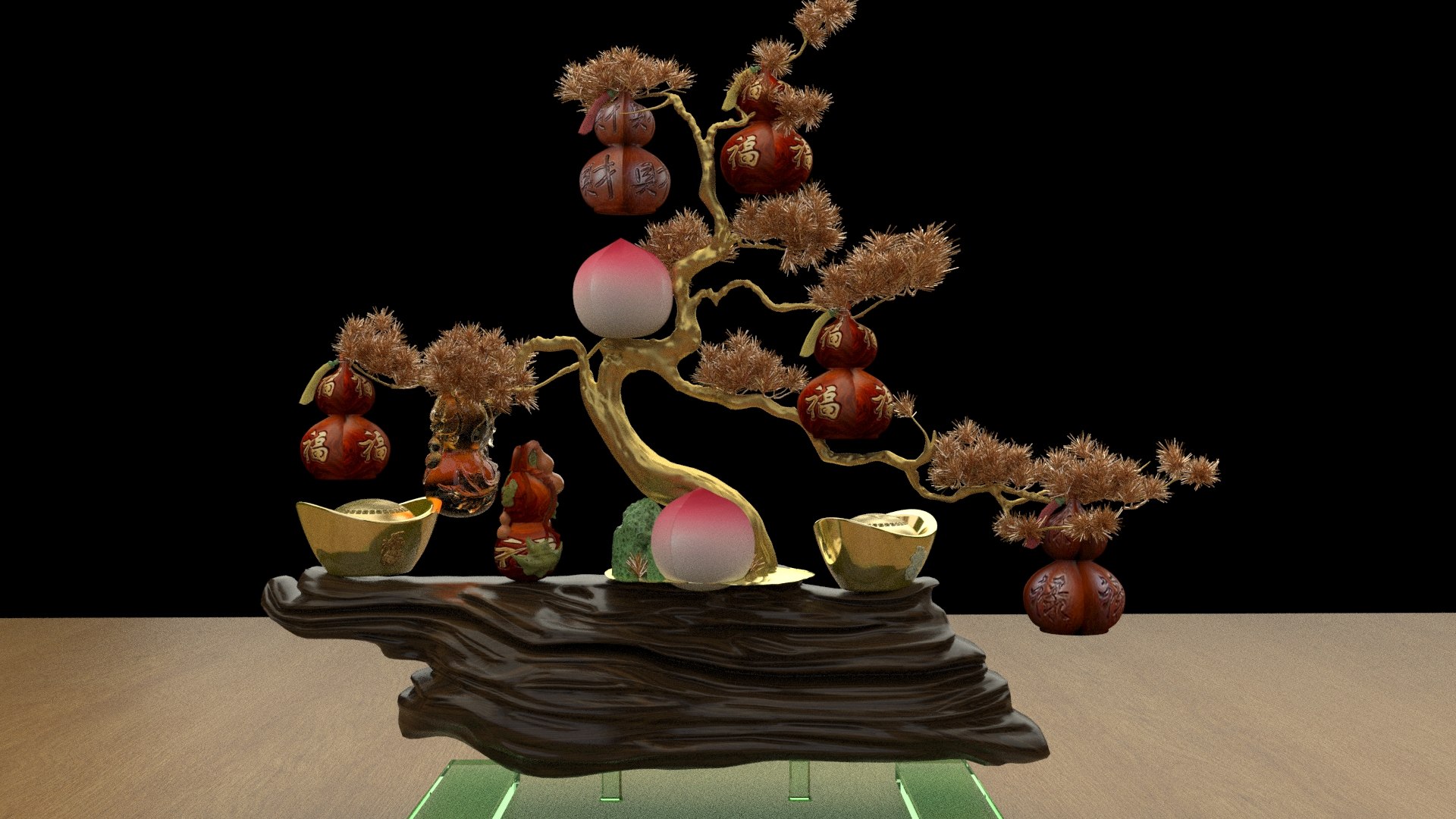 3D Chinese Gourd Tree - TurboSquid 2037366