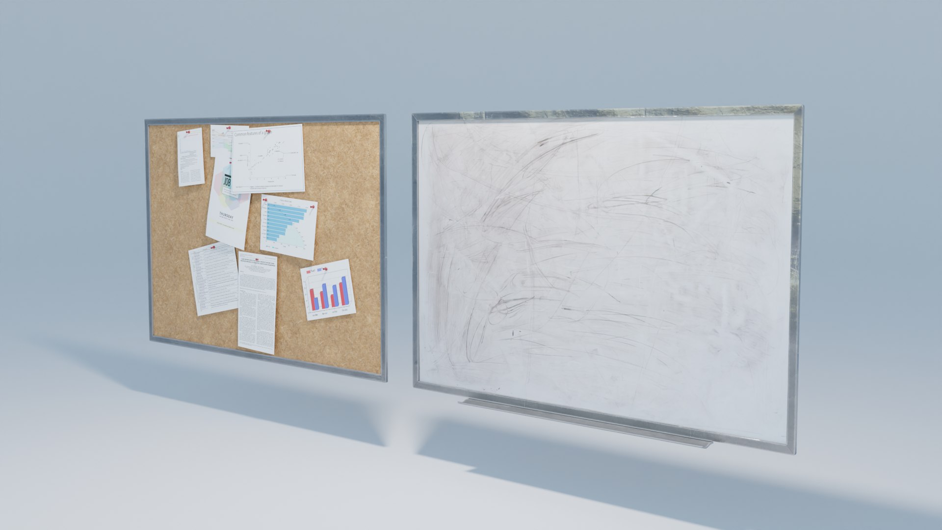 3D White Board And Tack Board Low-poly - TurboSquid 1999033