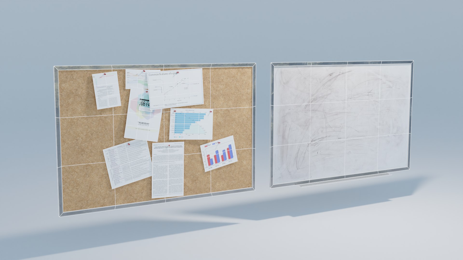 3D White Board And Tack Board Low-poly - TurboSquid 1999033