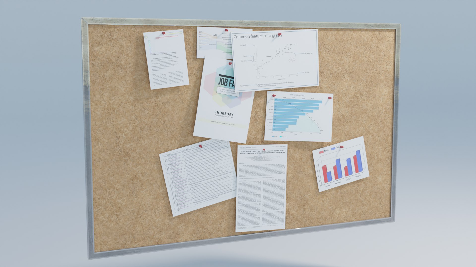 3D White Board And Tack Board Low-poly - TurboSquid 1999033