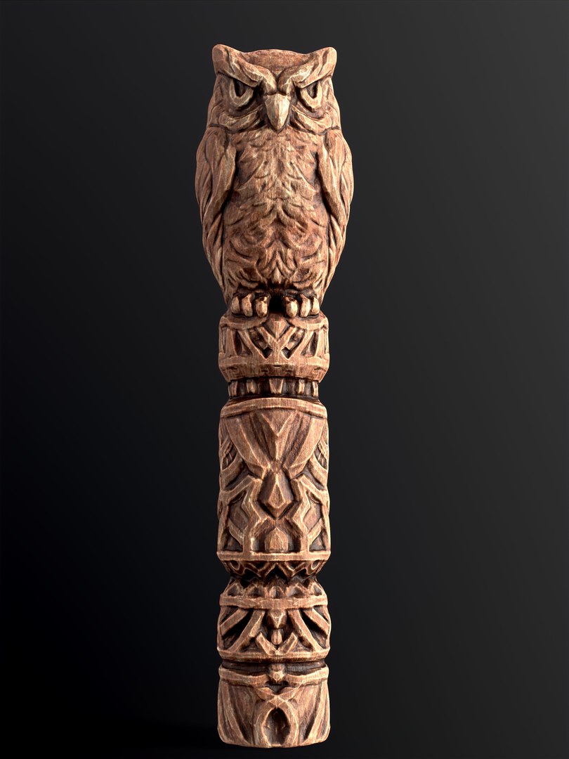 Wooden Pole With An Owl Design 3D Model - TurboSquid 2020608
