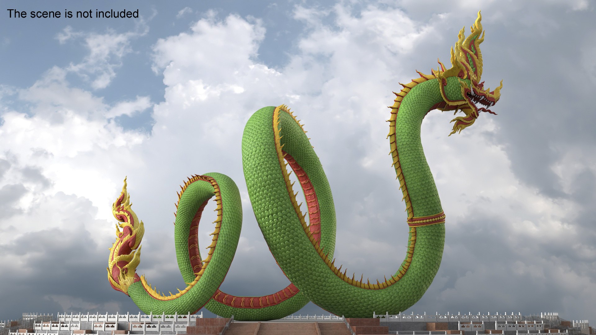 3D Asian Naga Serpent Green Statue - TurboSquid 2307859