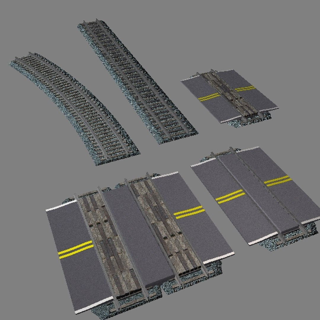 Railroad Track Set Curve Road 3d 3ds