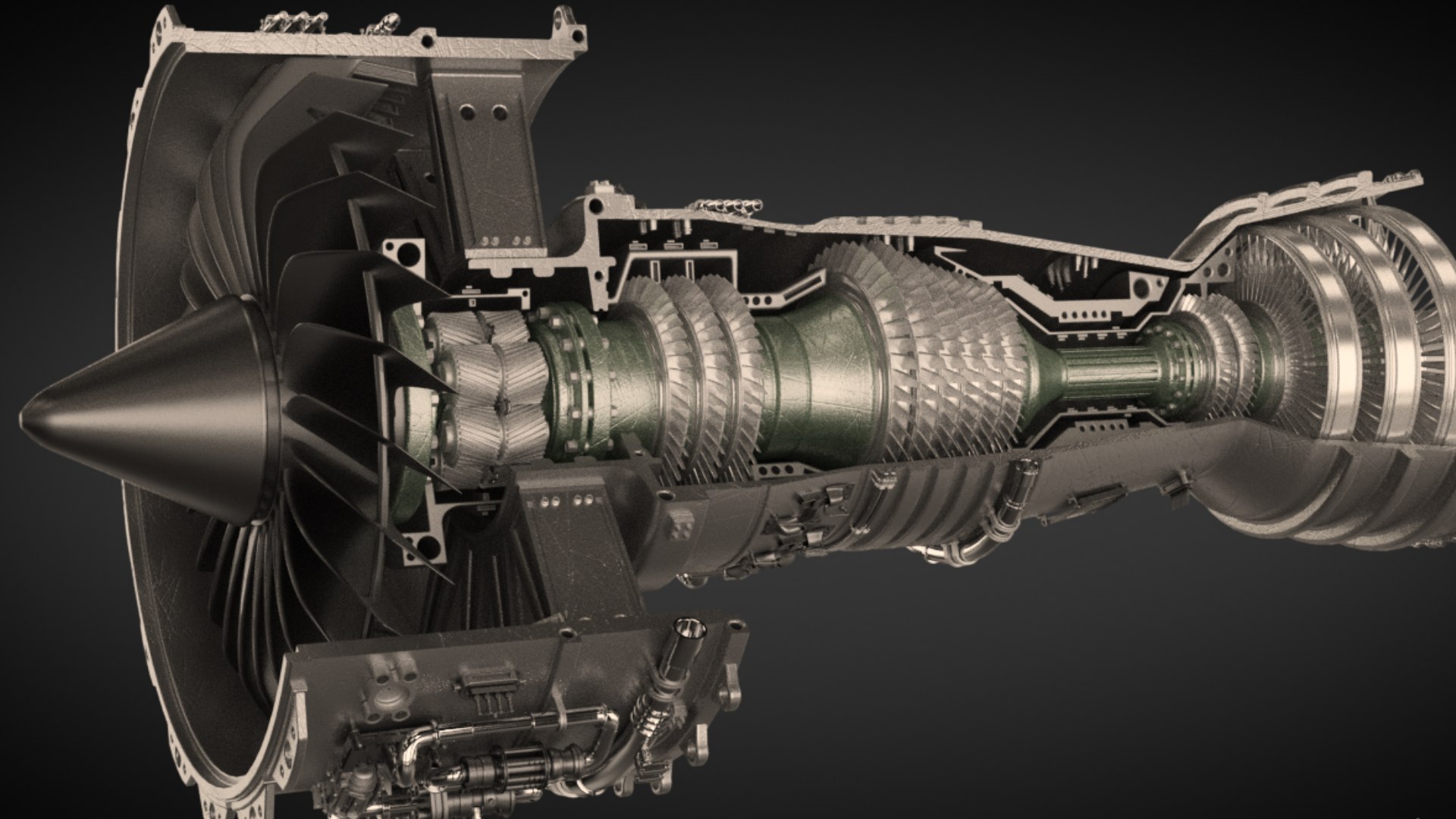 Cuted Jet Engine 3D Model - TurboSquid 2359688