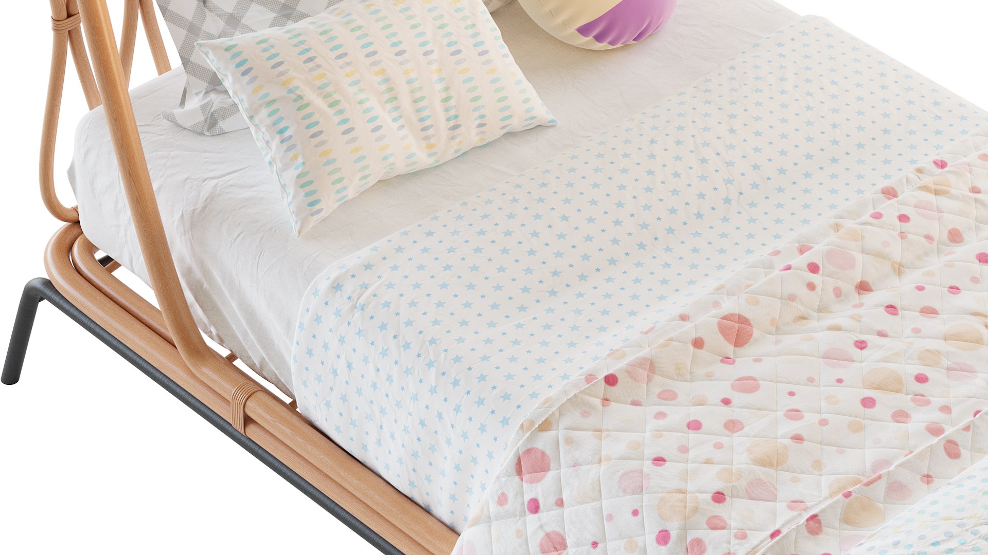 Rattan Kids Twin Bed Model - TurboSquid 2150963