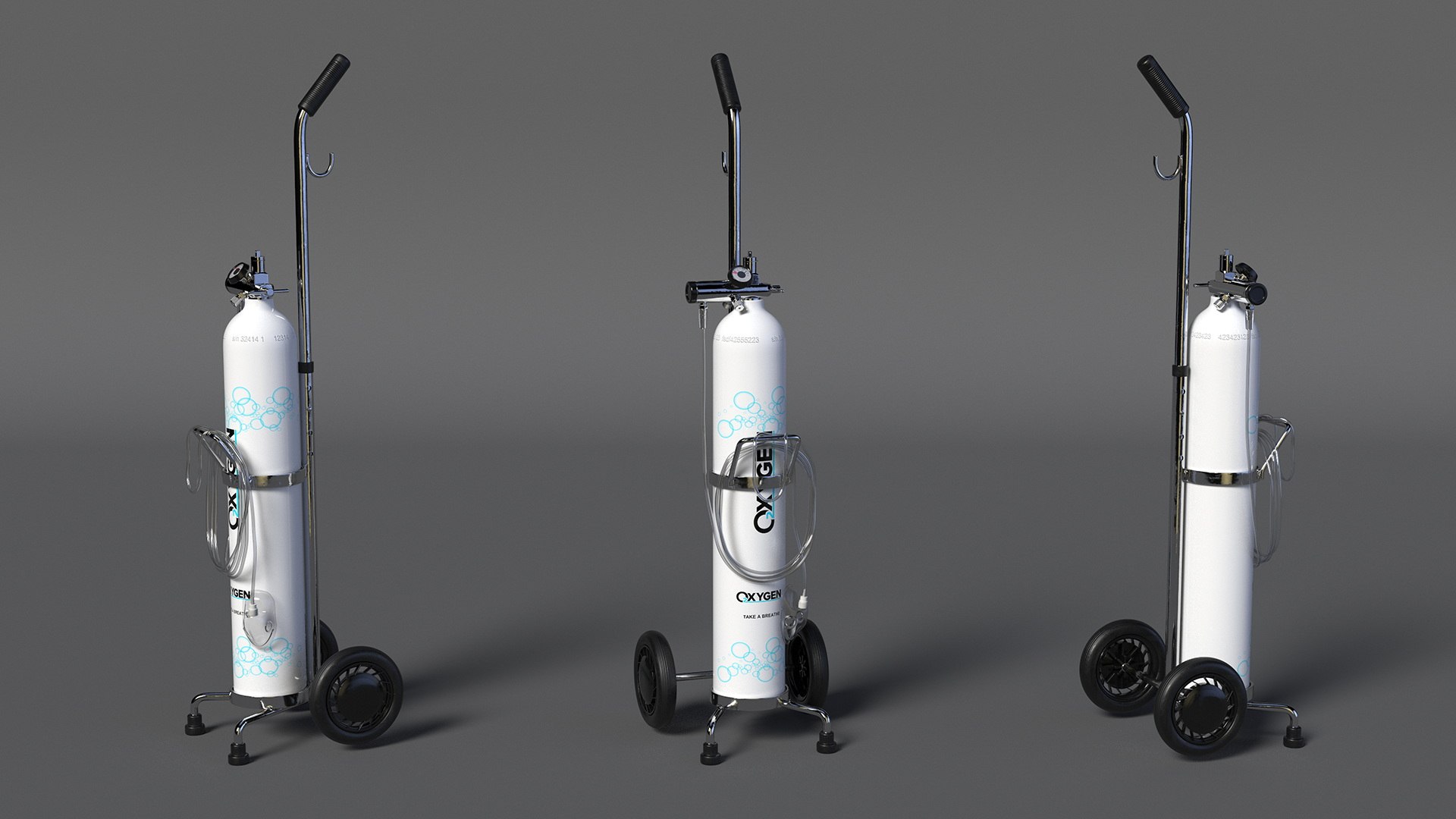 3D Medical Cart With Oxygen Cylinder E Tank - TurboSquid 2148458