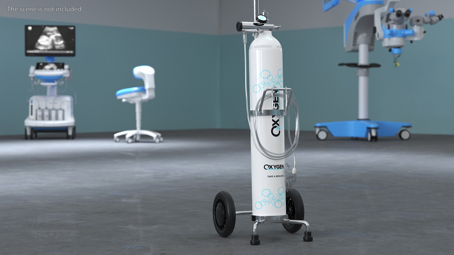 3D Medical Cart With Oxygen Cylinder E Tank - TurboSquid 2148458