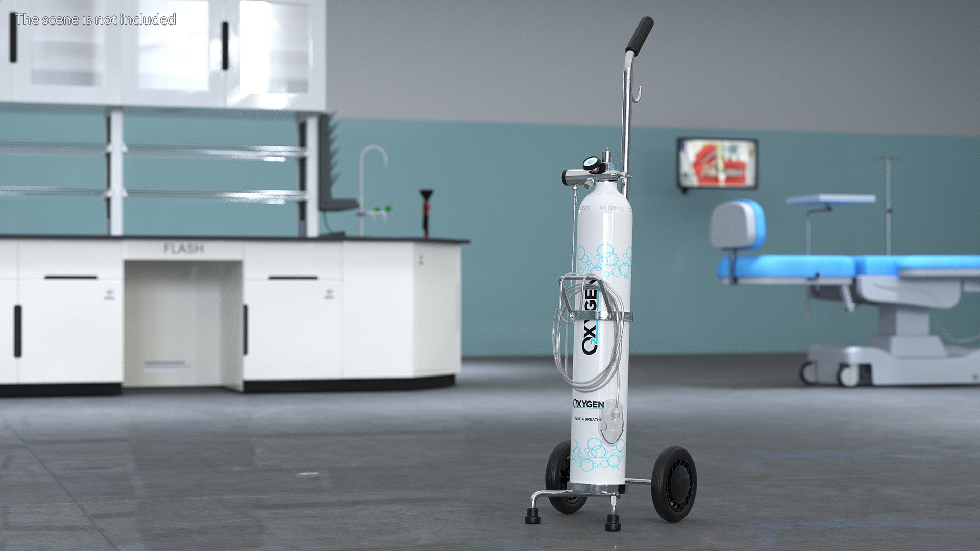 3D Medical Cart With Oxygen Cylinder E Tank - TurboSquid 2148458