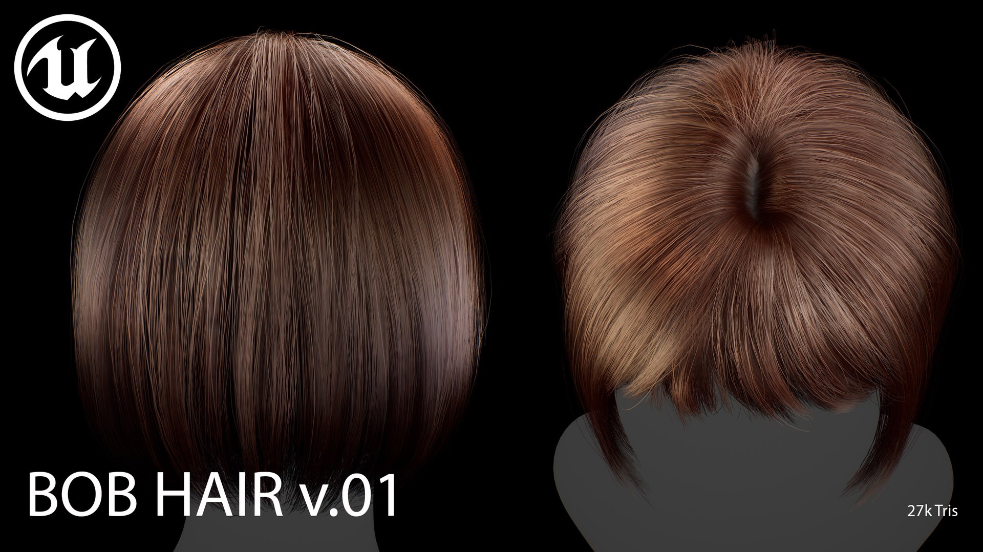 3D Real-Time Female Bob Hairstyle V01 - Game-Ready Hair Asset ...