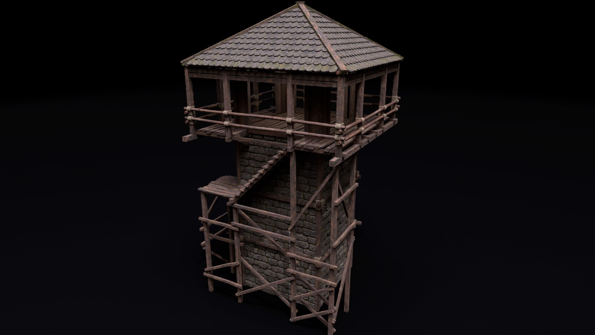 3D Realistic Medieval Watchtower - TurboSquid 2111506