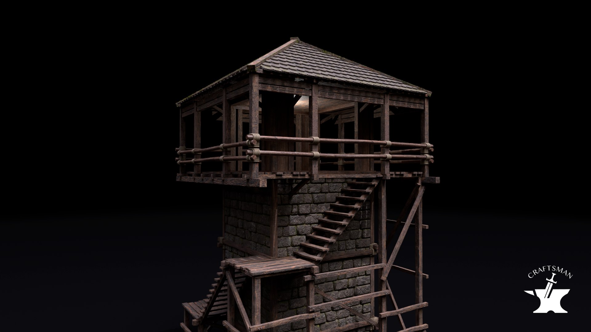 3D Realistic Medieval Watchtower - TurboSquid 2111506