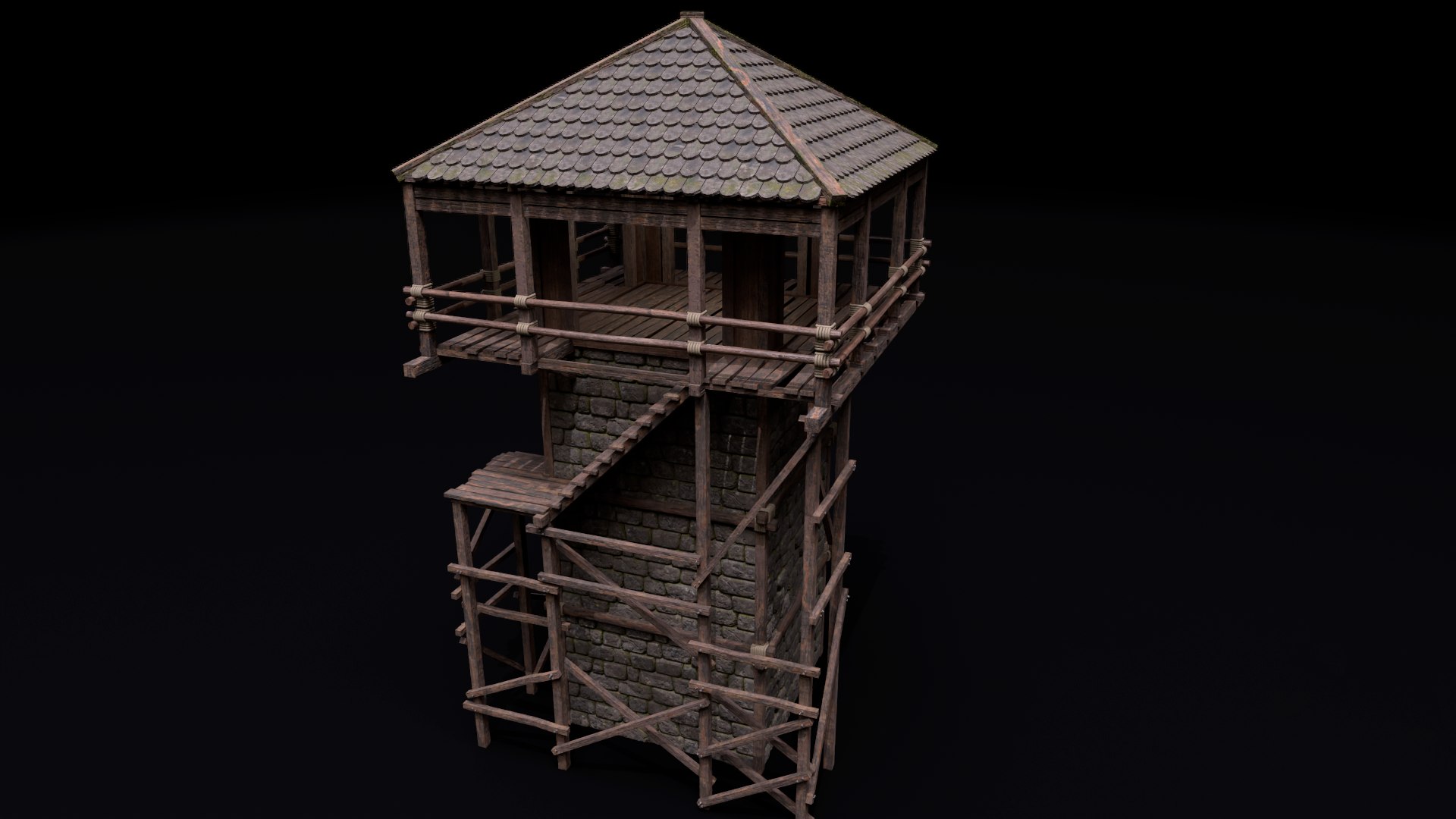 3D Realistic Medieval Watchtower - TurboSquid 2111506