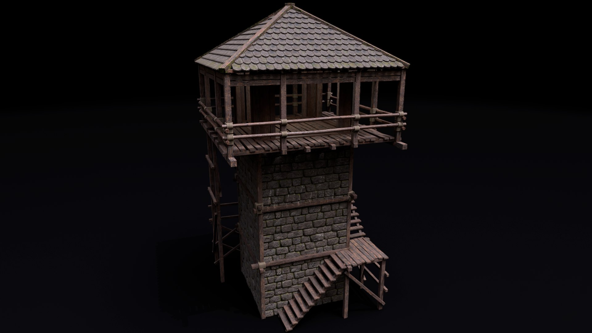 3D Realistic Medieval Watchtower - TurboSquid 2111506