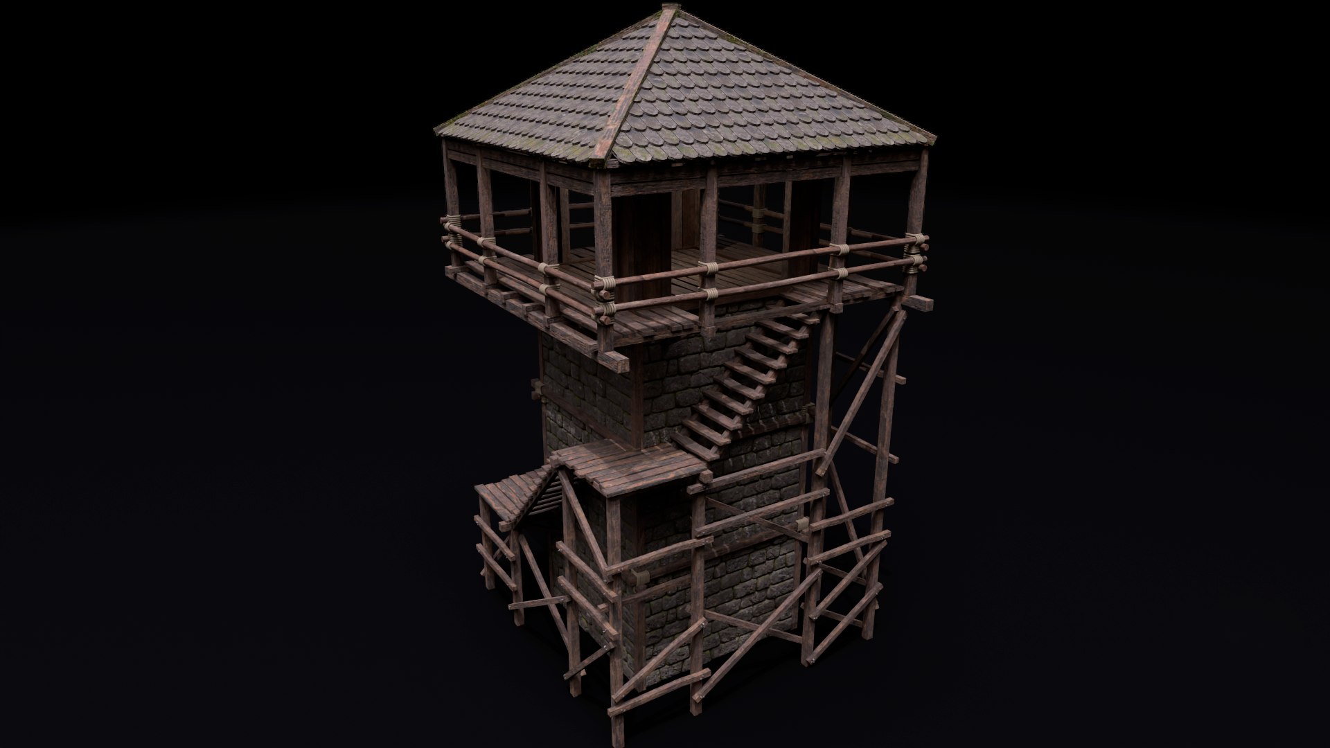 3D Realistic Medieval Watchtower - TurboSquid 2111506