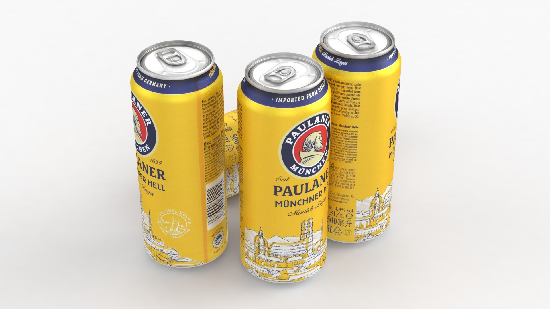 Beer Can Paulaner Munchner Hell 500ml 2021 3D - TurboSquid 1757433