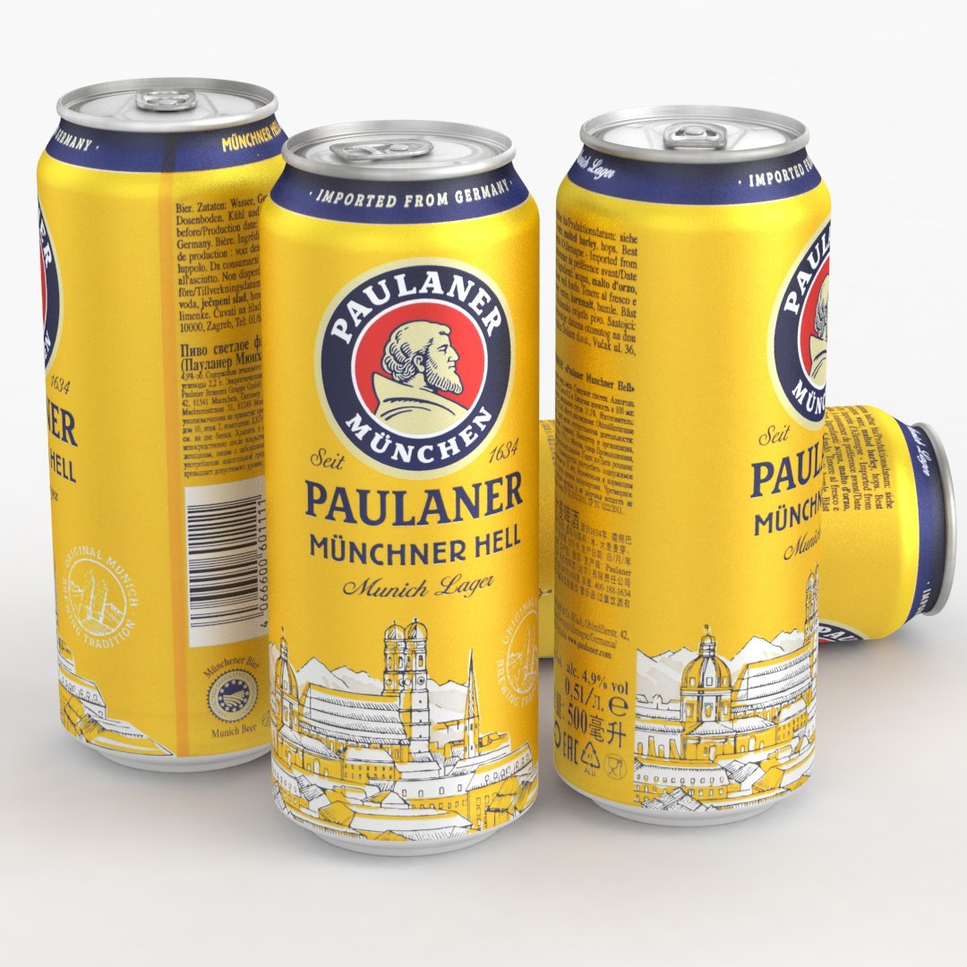 Beer Can Paulaner Munchner Hell 500ml 2021 3D - TurboSquid 1757433