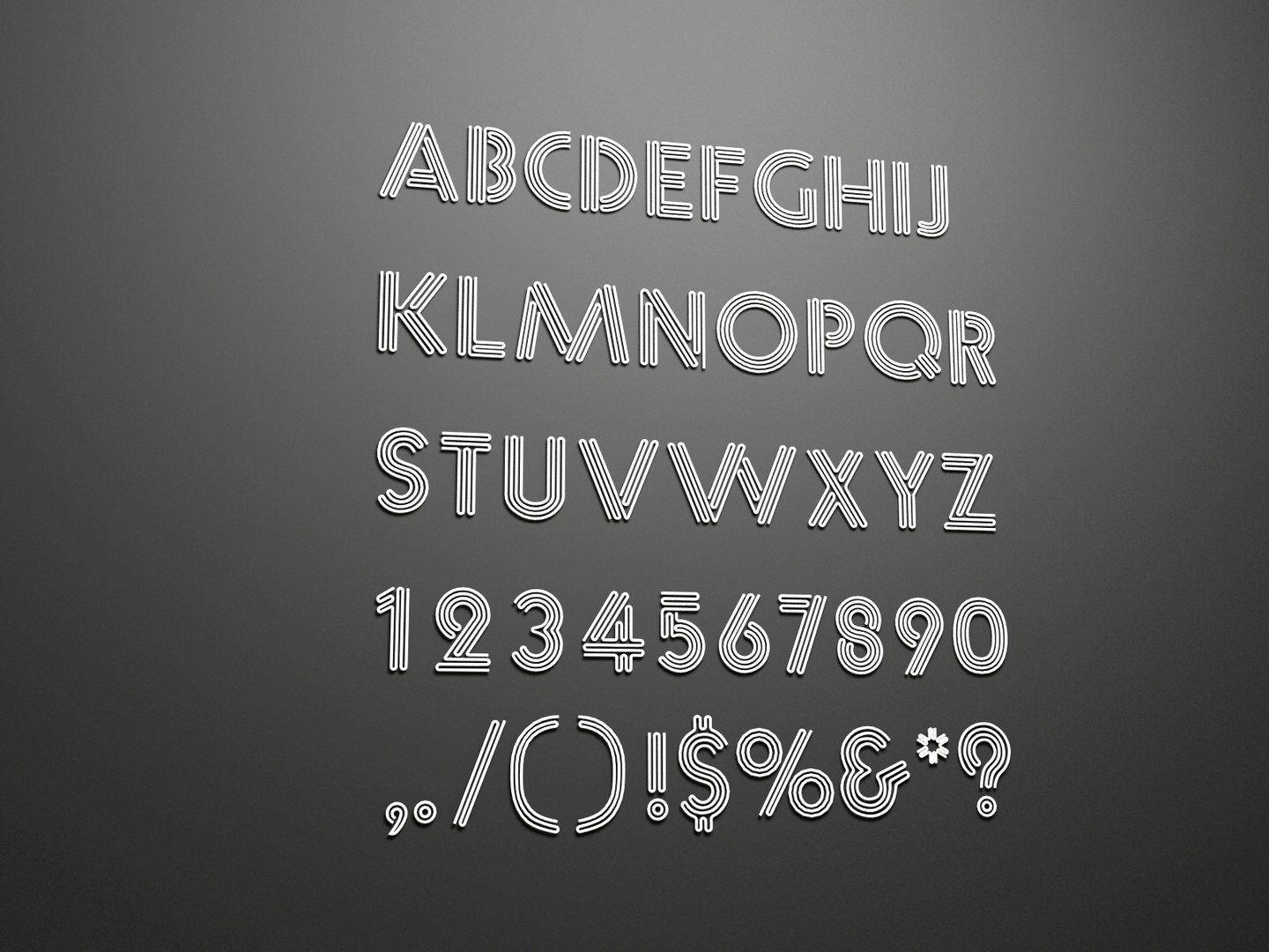 3d Model Of Multistroke Font Alphabet