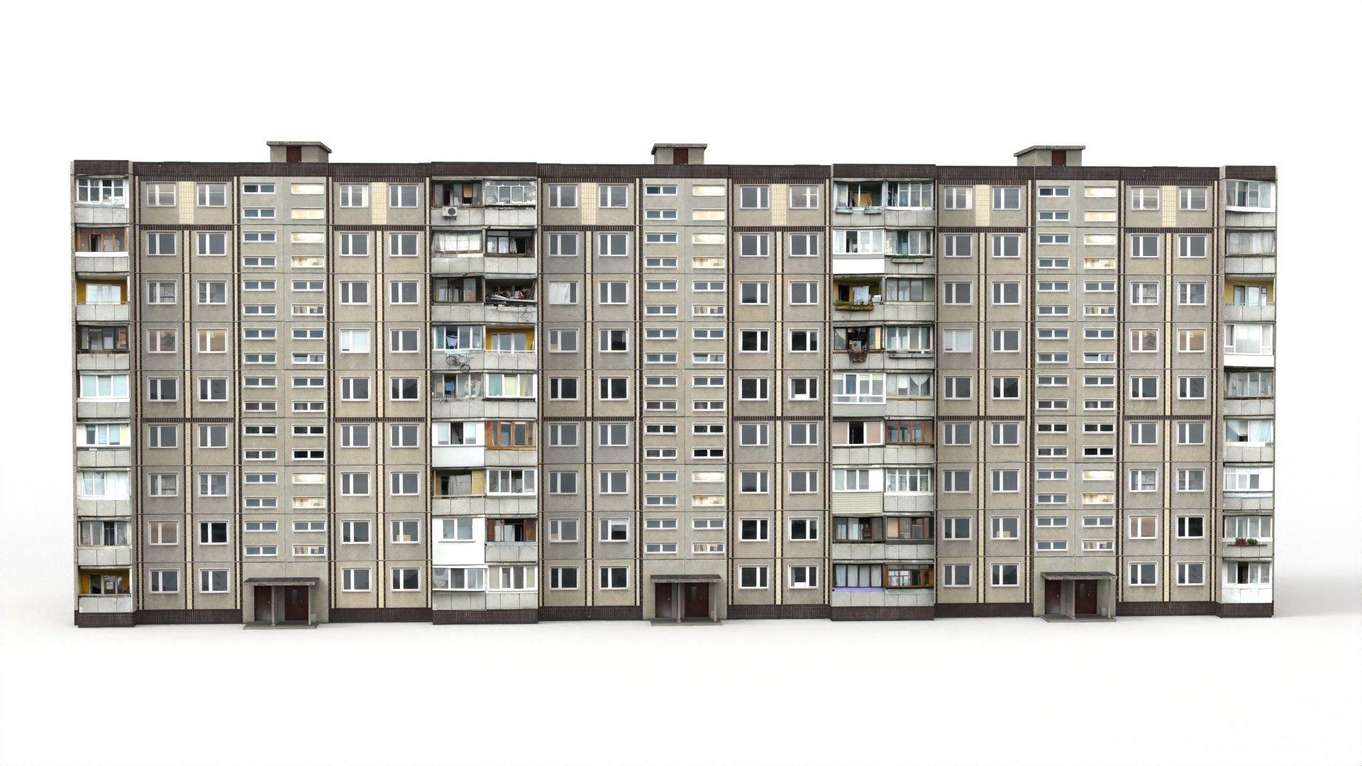 3D Nine-Story Residential Building Model - TurboSquid 2316910