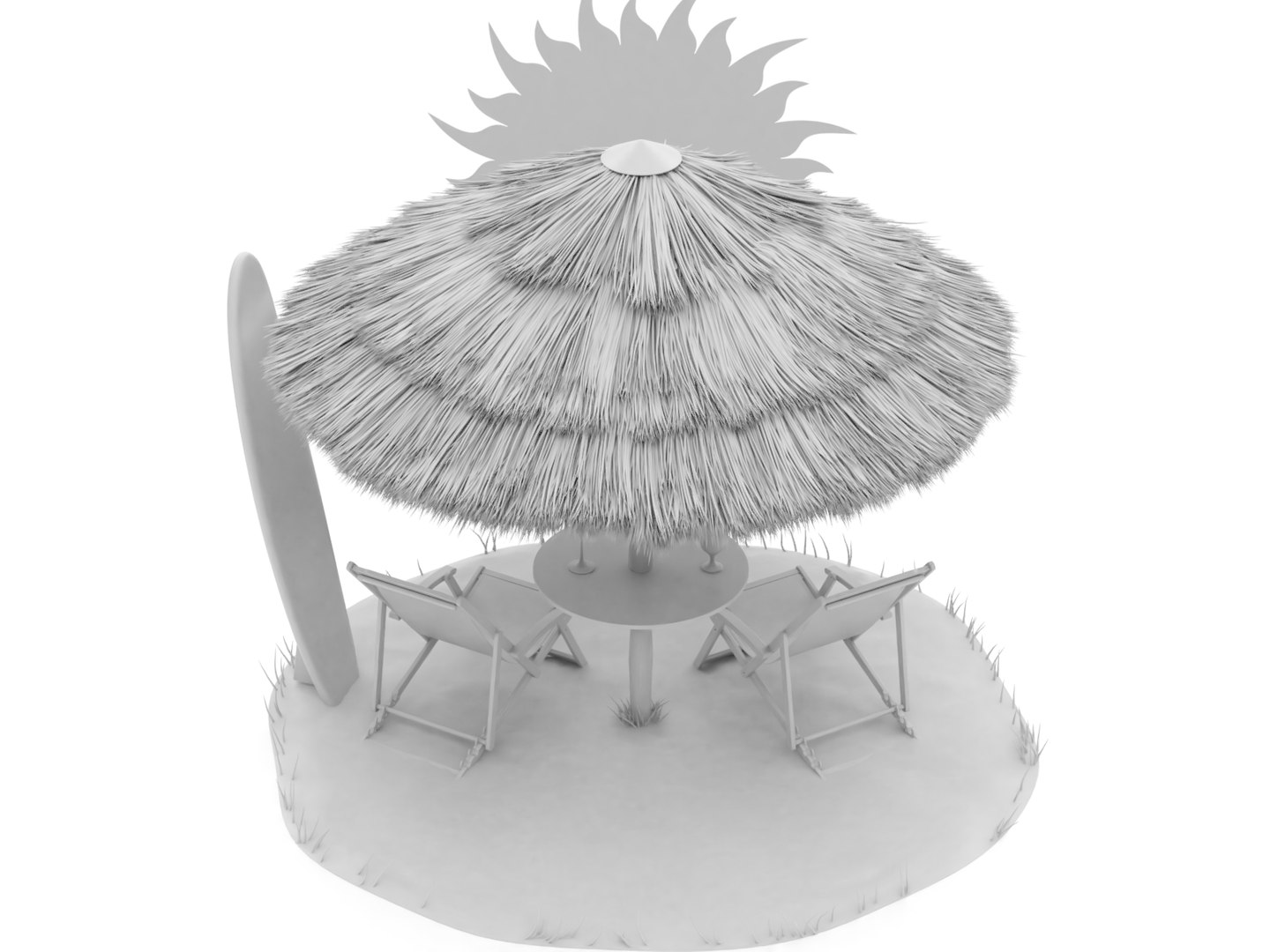 3D Bulrush Straw Chair Model - TurboSquid 1606801