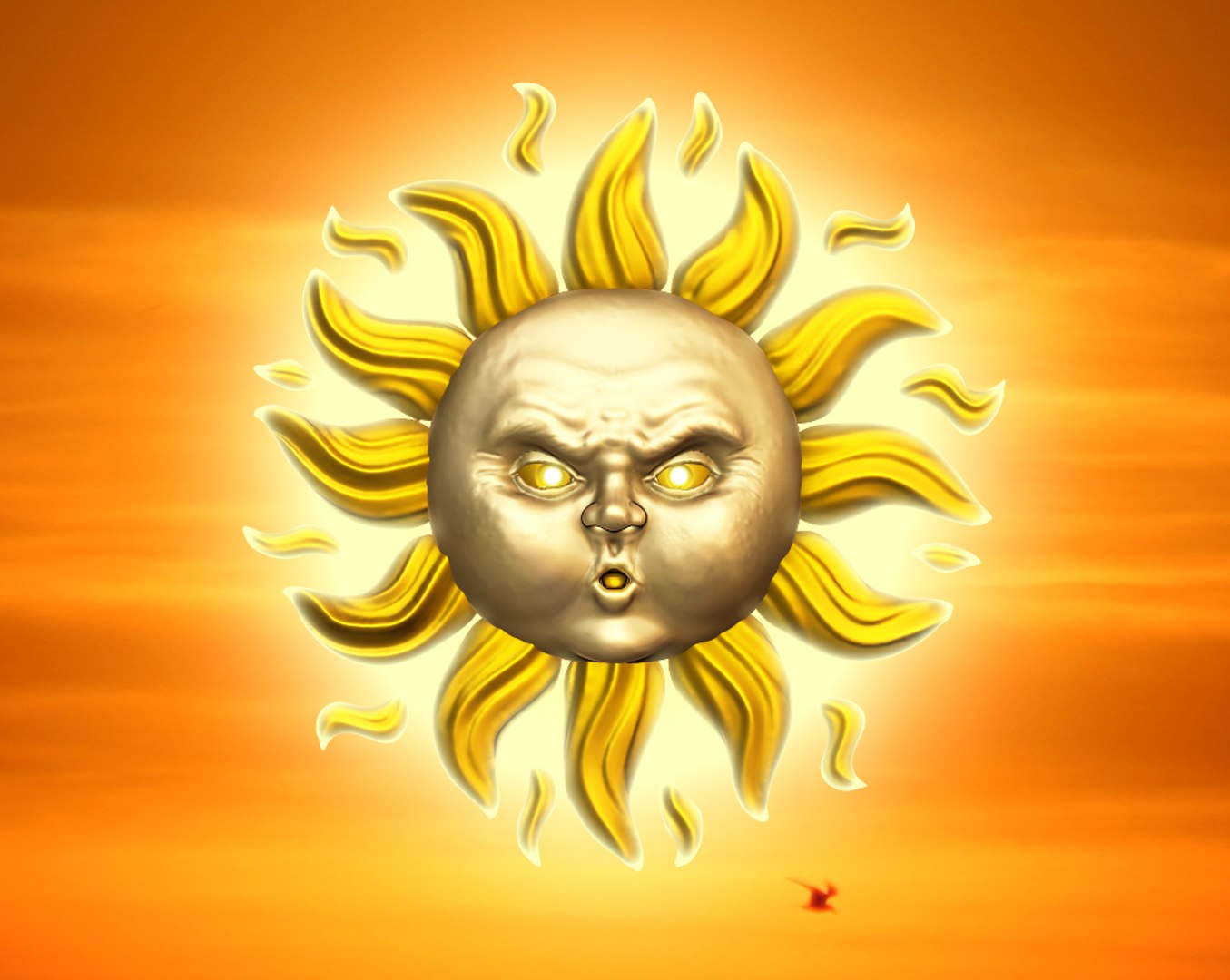 free sun face 3d model