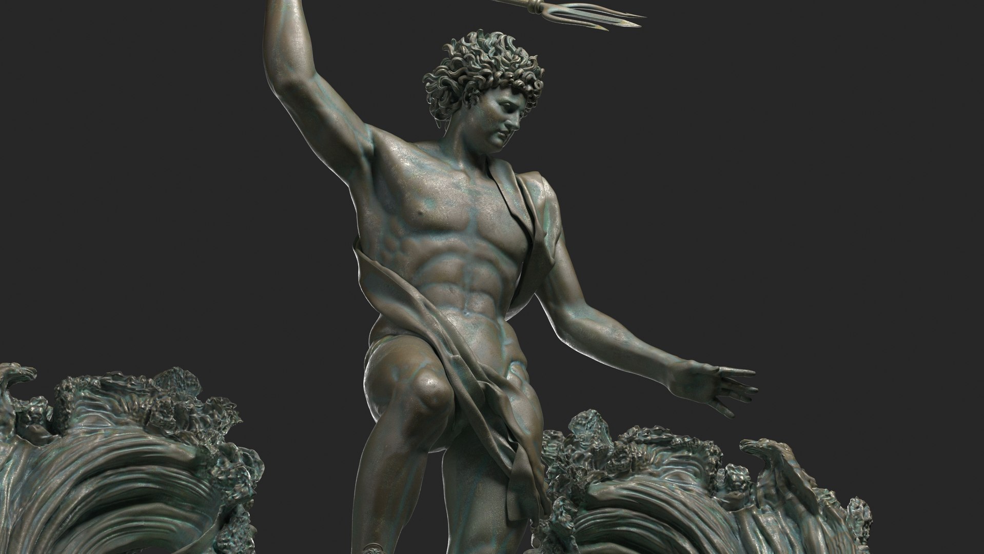 3d poseidon sculpture