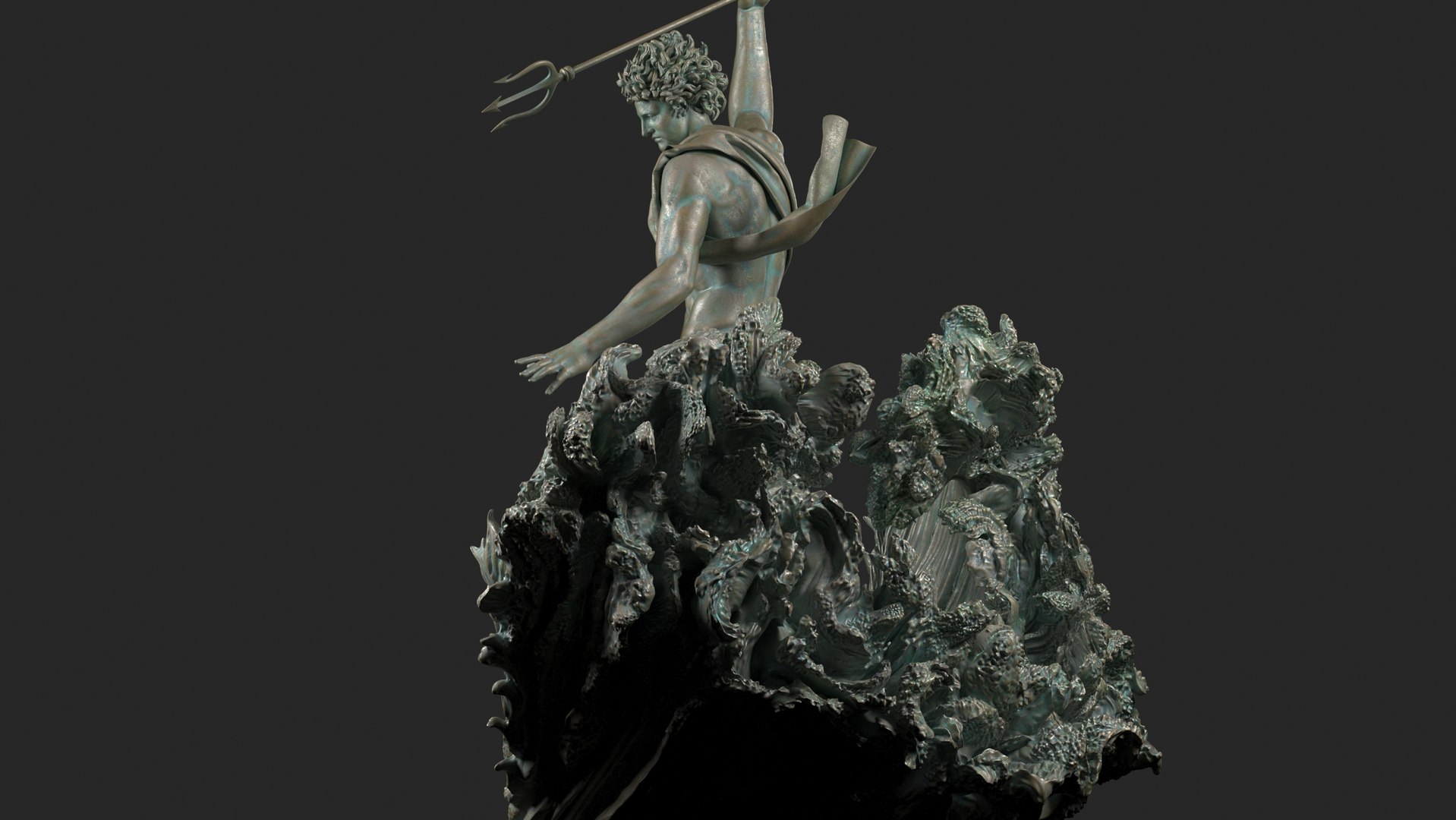 3d poseidon sculpture