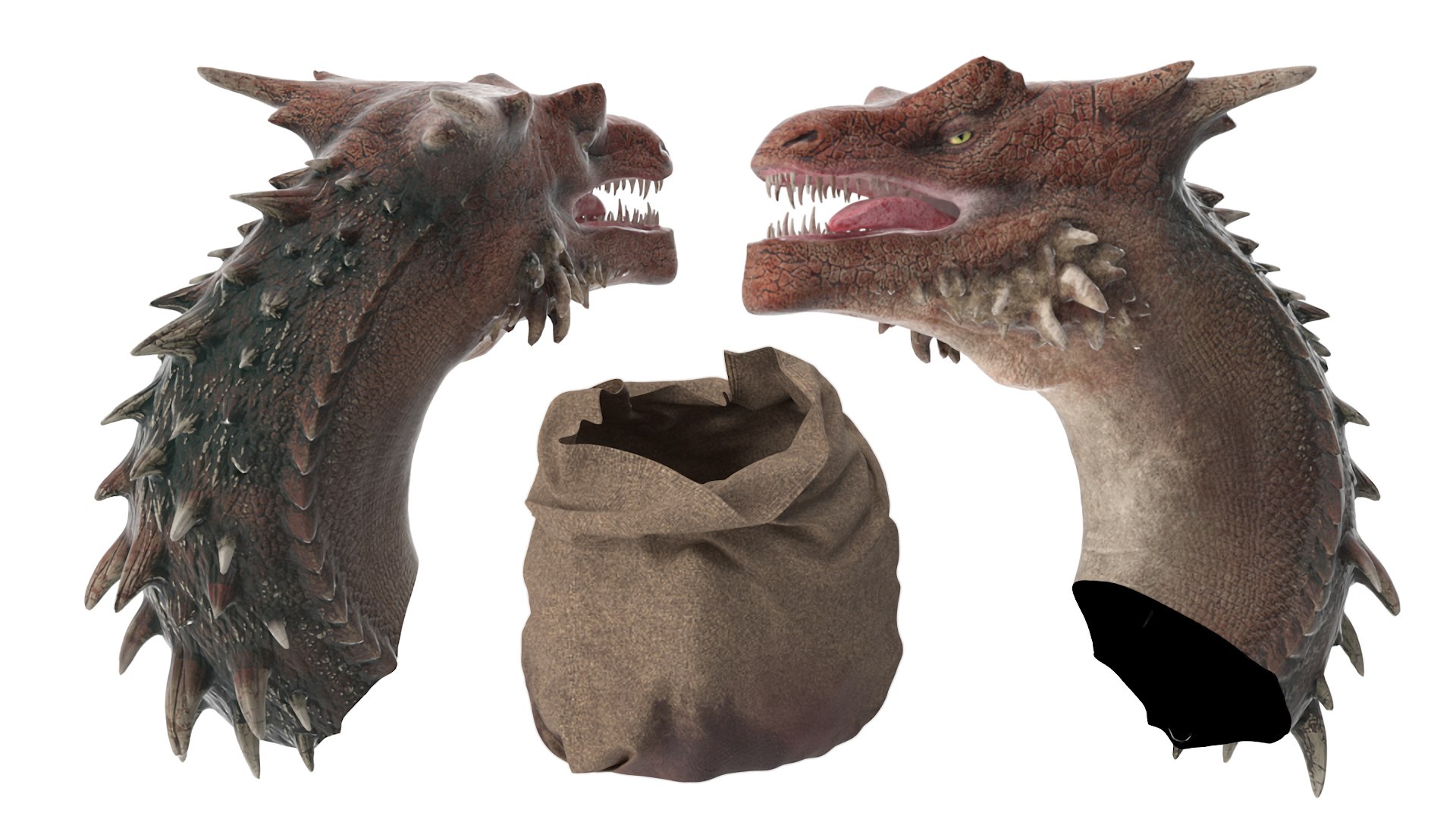 3D Dragon Head In Bag Model - TurboSquid 2335668