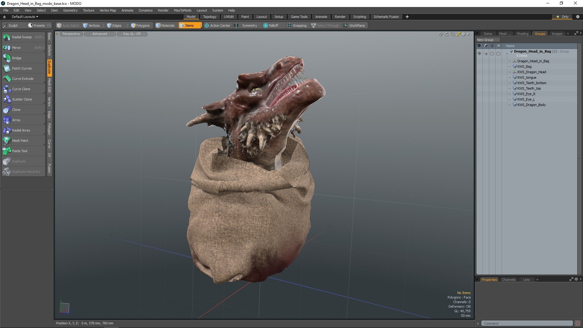 3D Dragon Head In Bag Model - TurboSquid 2335668