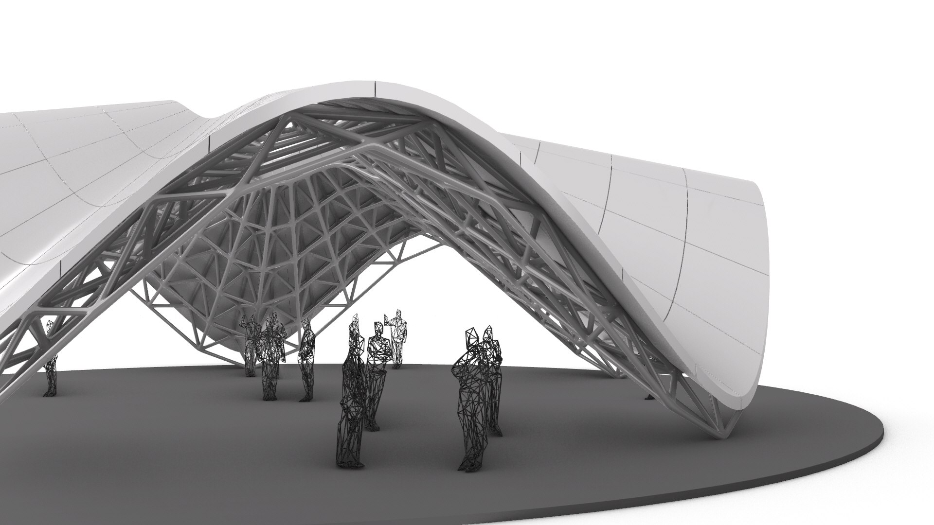 Circular Wavy Truss Pavilion 3D - TurboSquid 2172201
