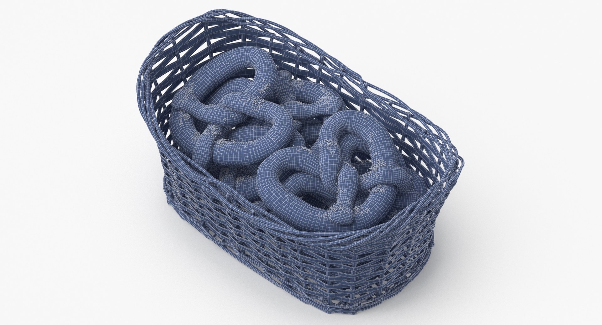 3D Basket With Pretzels Model - TurboSquid 1855658