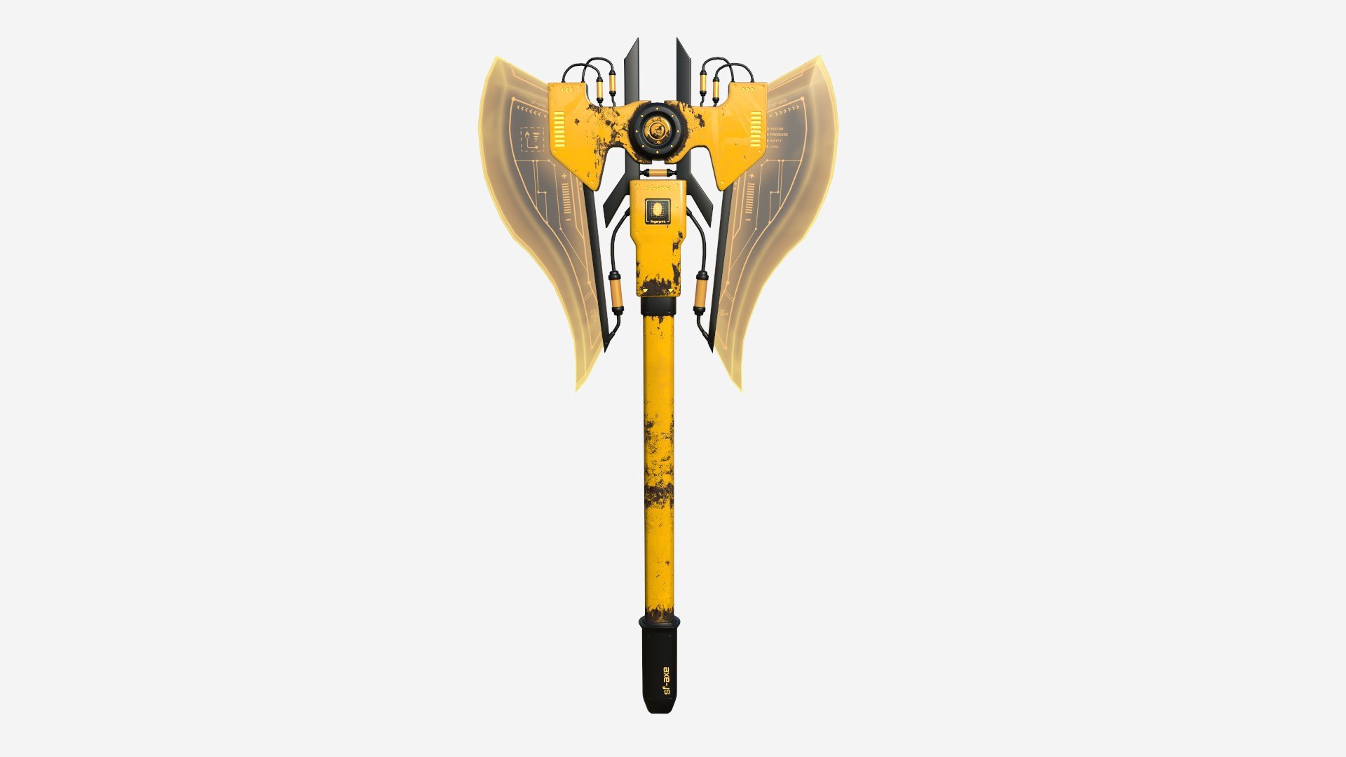 3D SciFi War Axe B08 Yellow - Sci Fi Weapon Design - TurboSquid 1979570
