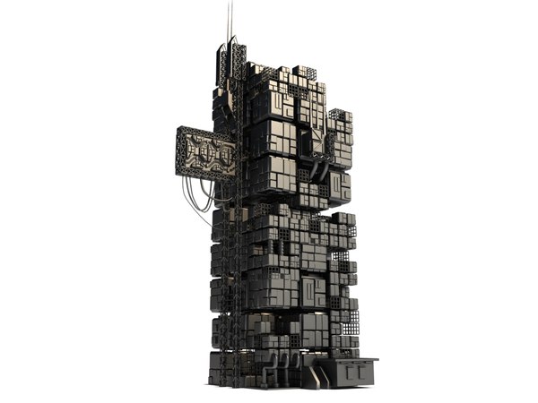 3d sci fi box building model