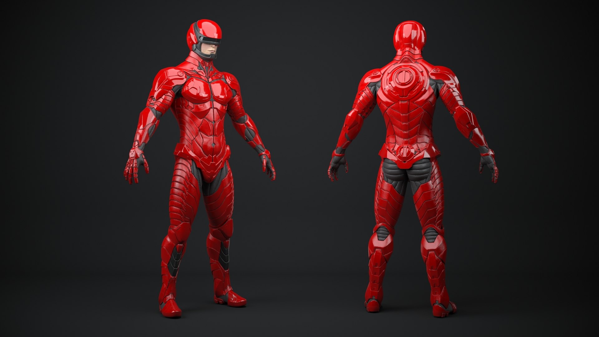 3D Futuristic Segmented Armor Soldier Red Model - TurboSquid 2255014