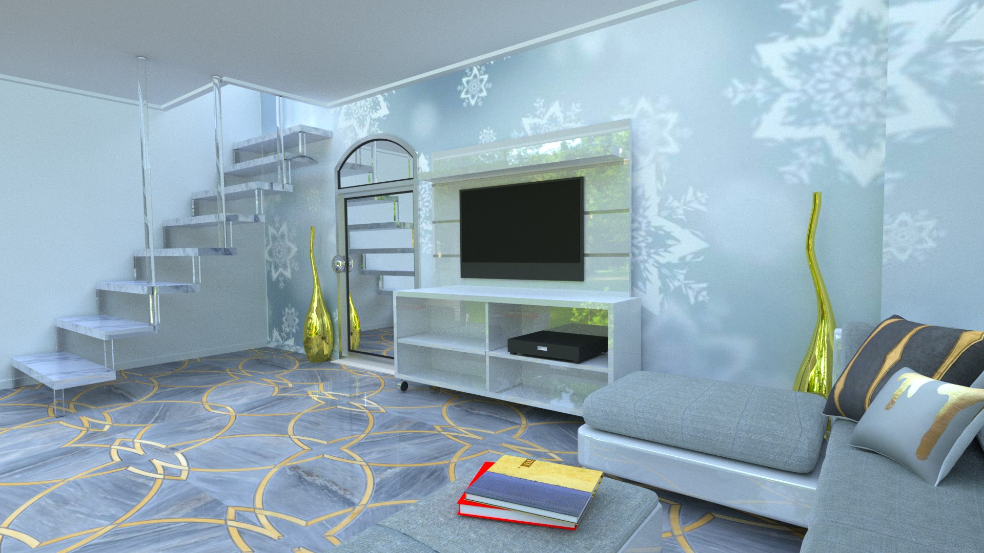 3d model gold gray interior