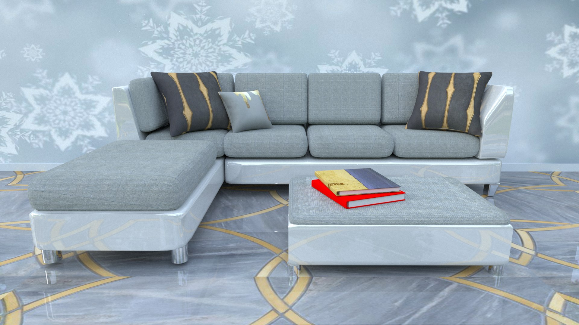 3d model gold gray interior