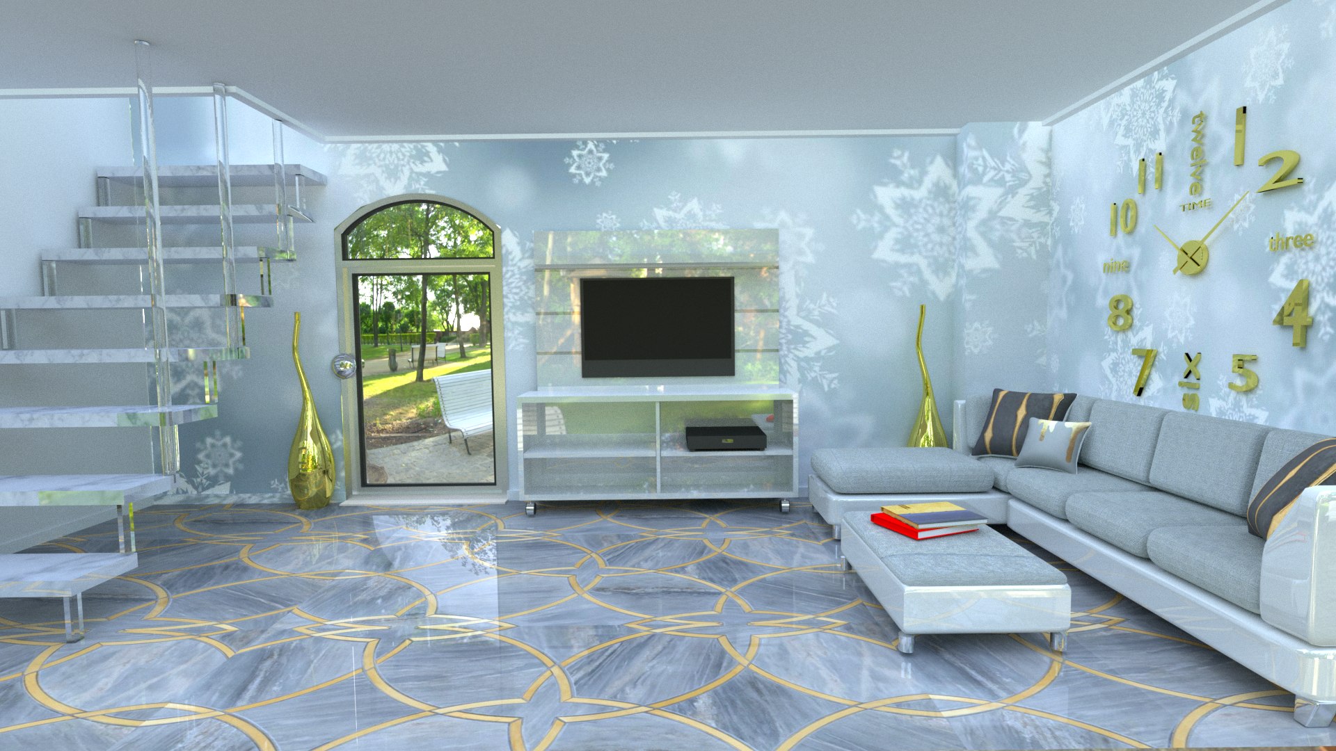 3d model gold gray interior