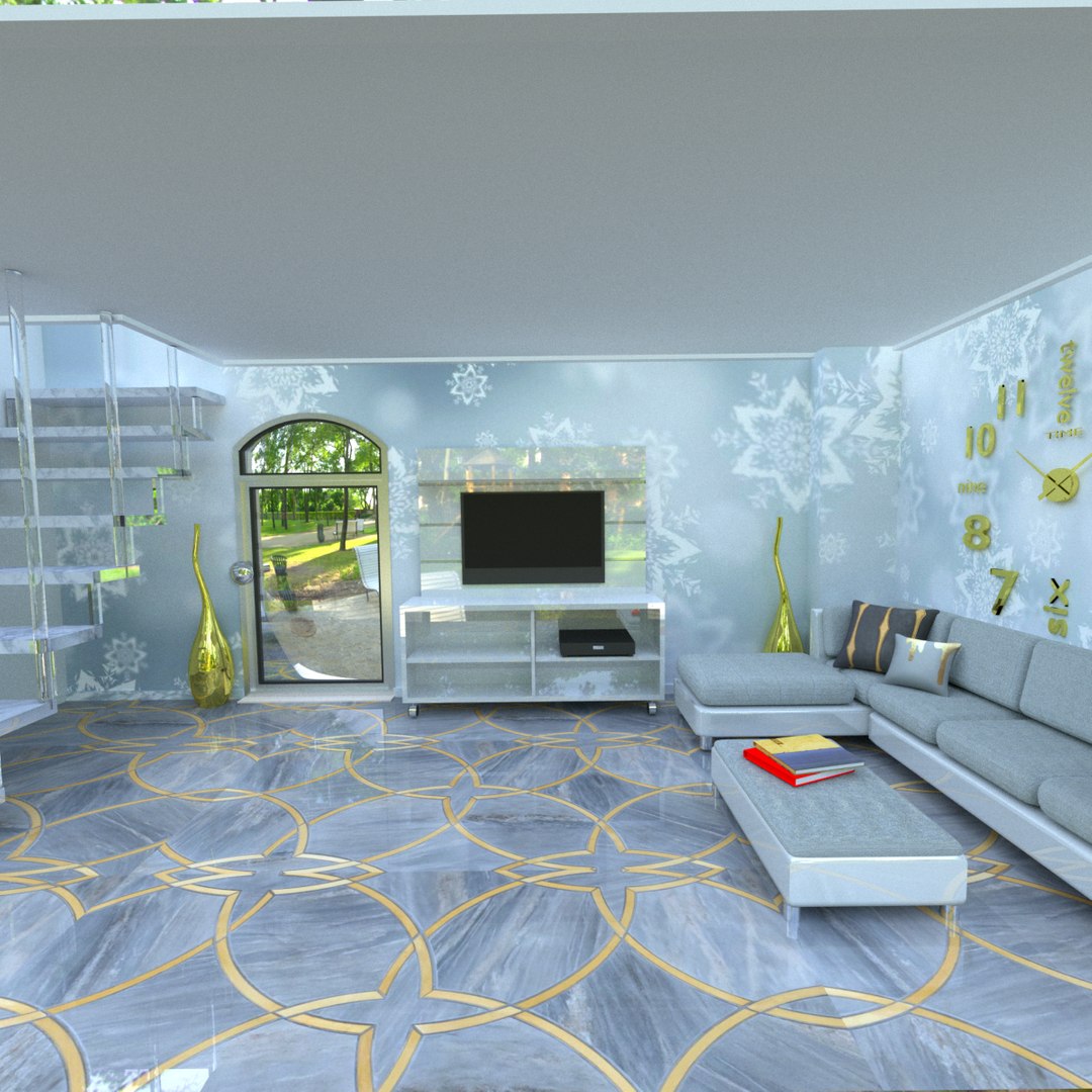 3d model gold gray interior