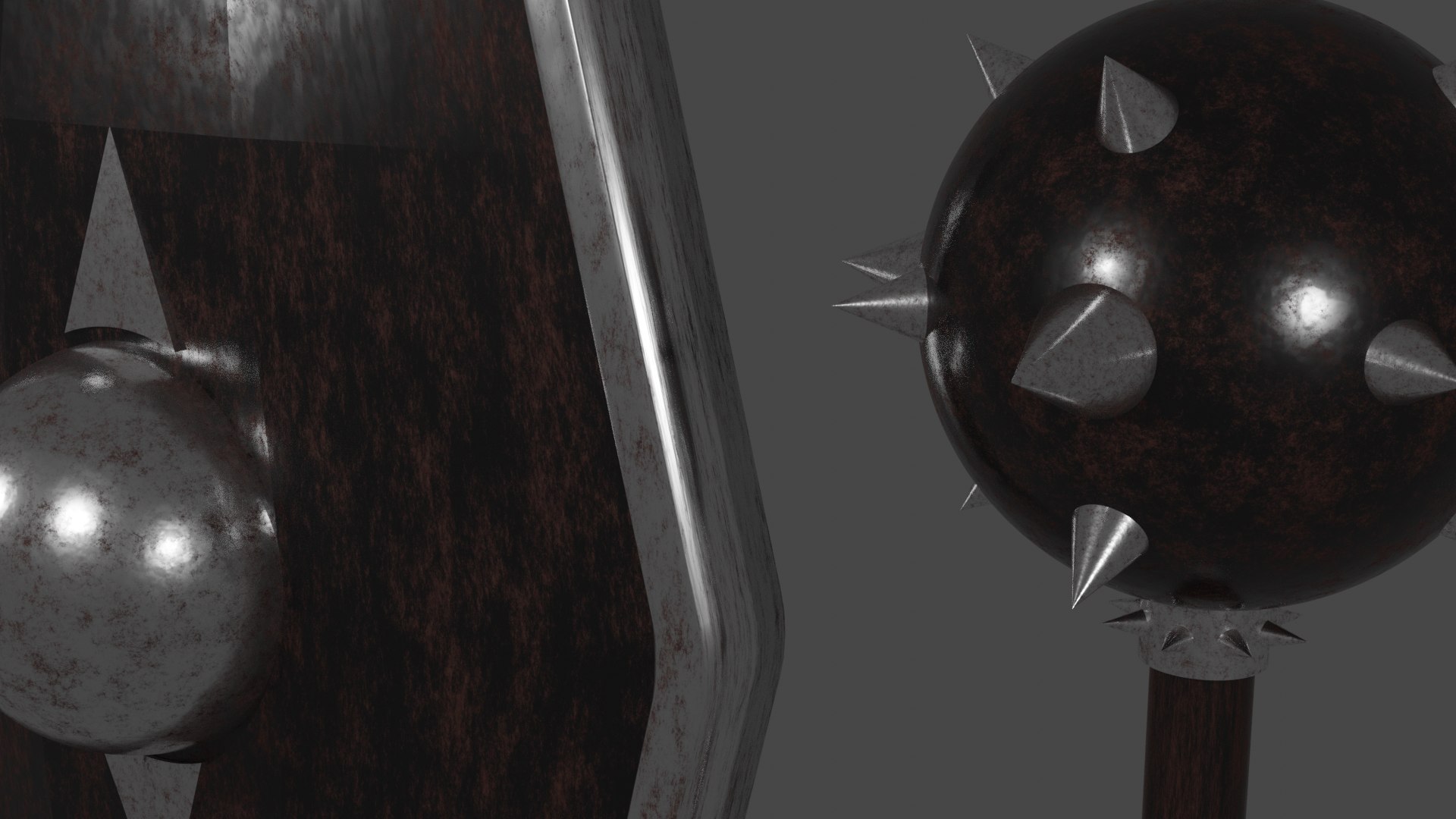 3D Hammer And Shields Rusty Model - TurboSquid 1982765