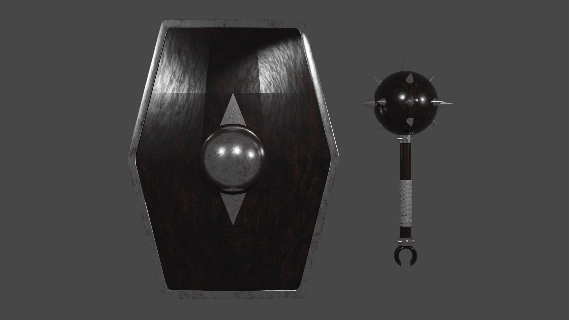 3D Hammer And Shields Rusty Model - TurboSquid 1982765