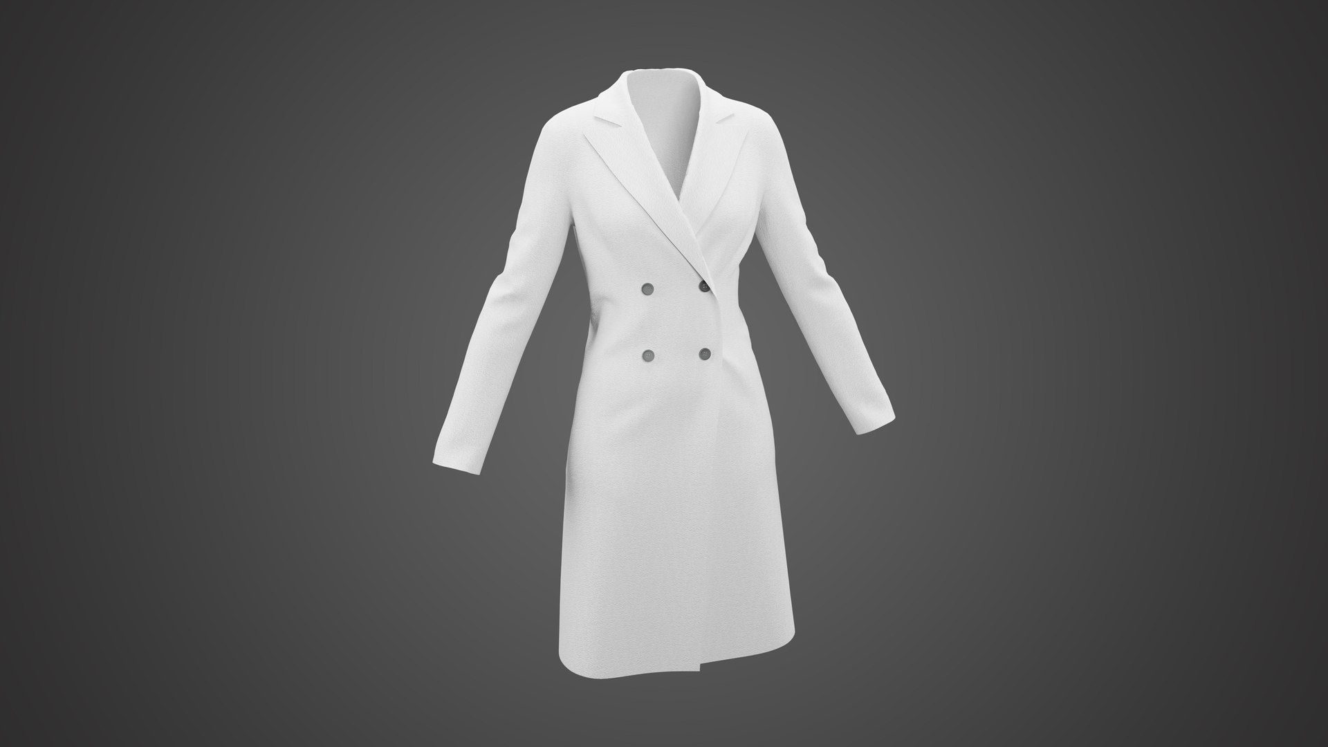 3D Model Long Leather Coat White - TurboSquid 2244313