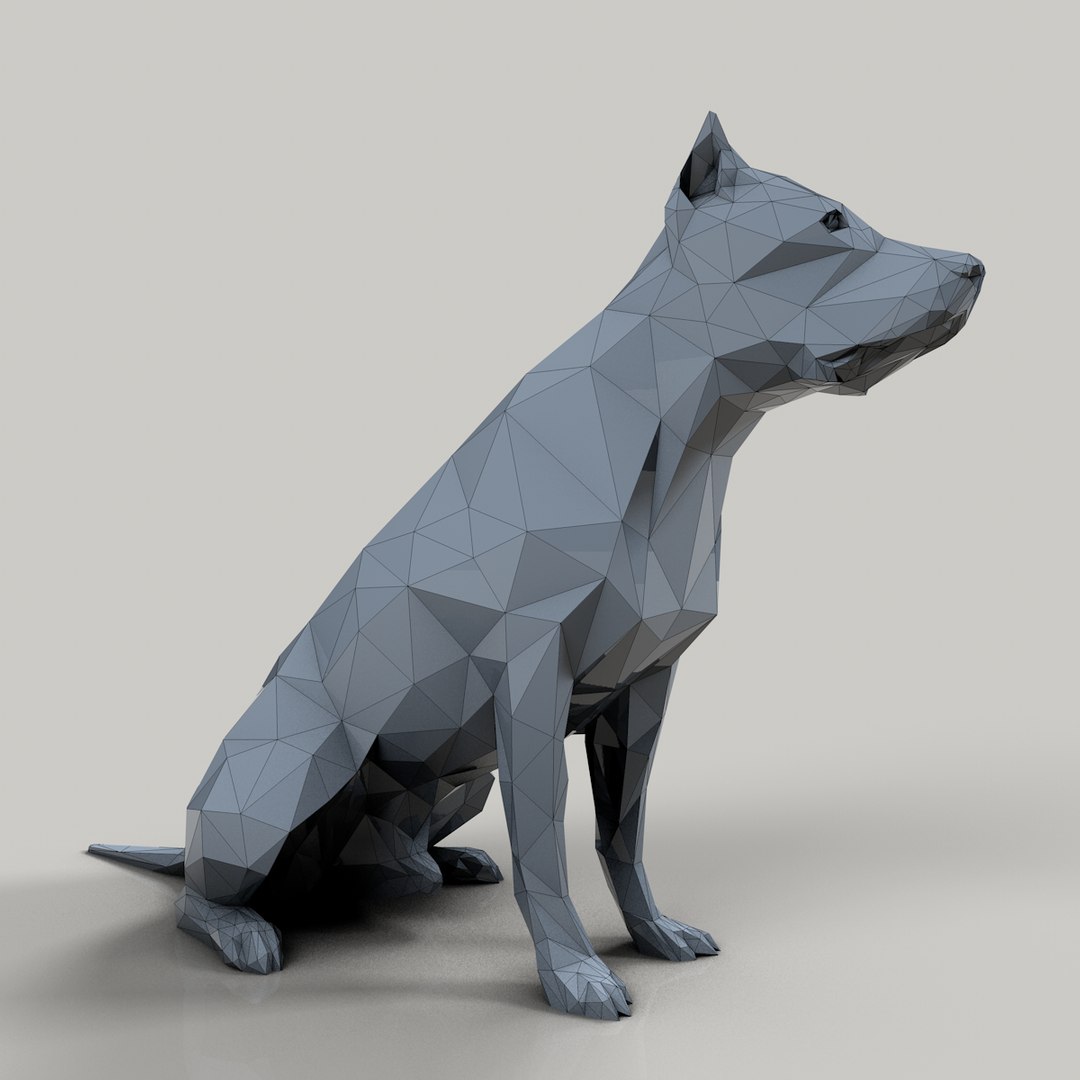 3D Low Poly Sitting Pitbull Model - TurboSquid 1927878