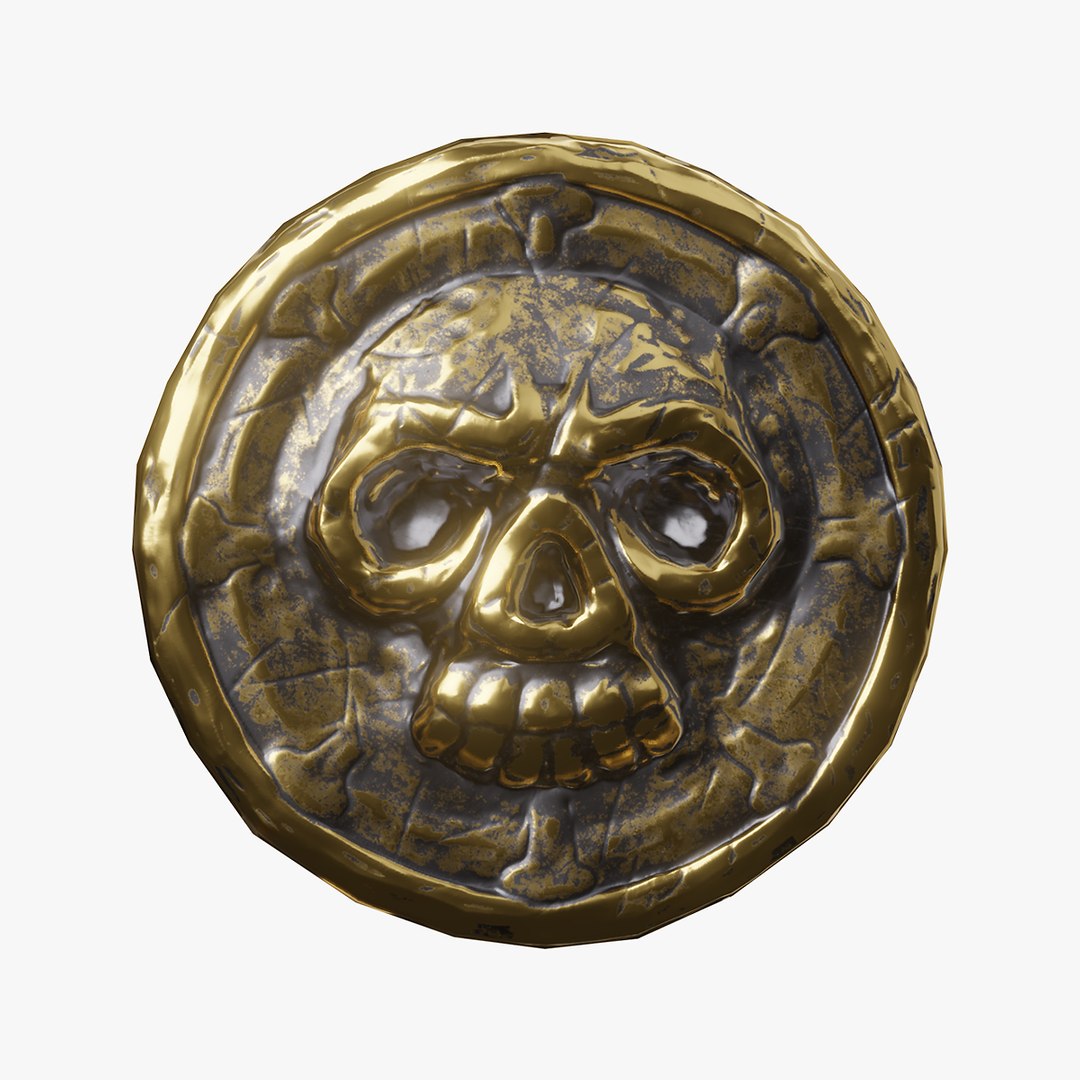3D golden coin skull model - TurboSquid 1608002