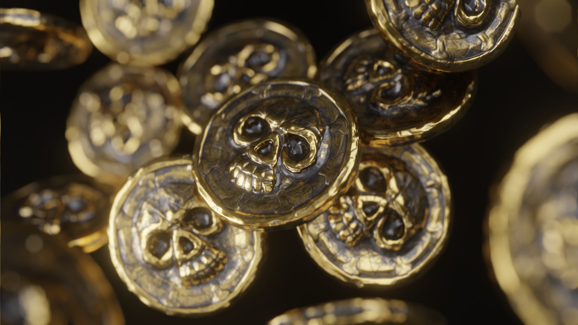 3D Golden Coin Skull Model - TurboSquid 1608002