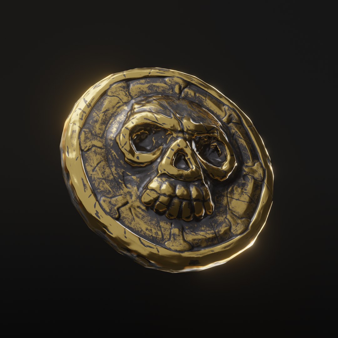 3D Golden Coin Skull Model - TurboSquid 1608002