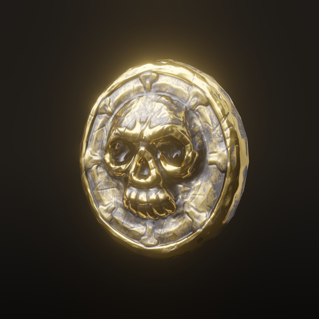 3D Golden Coin Skull Model - TurboSquid 1608002