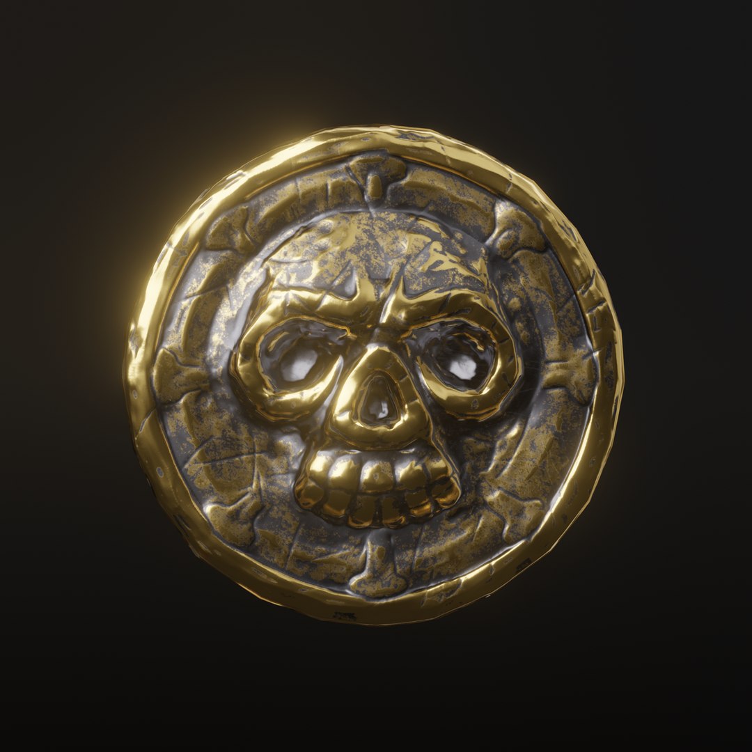 3D Golden Coin Skull Model - TurboSquid 1608002