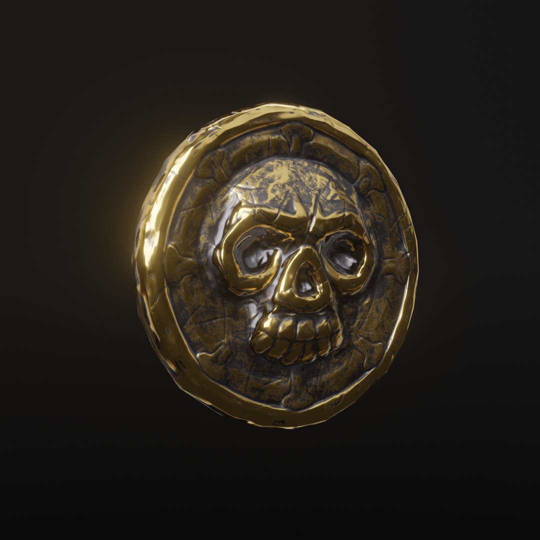 3D Golden Coin Skull Model - TurboSquid 1608002