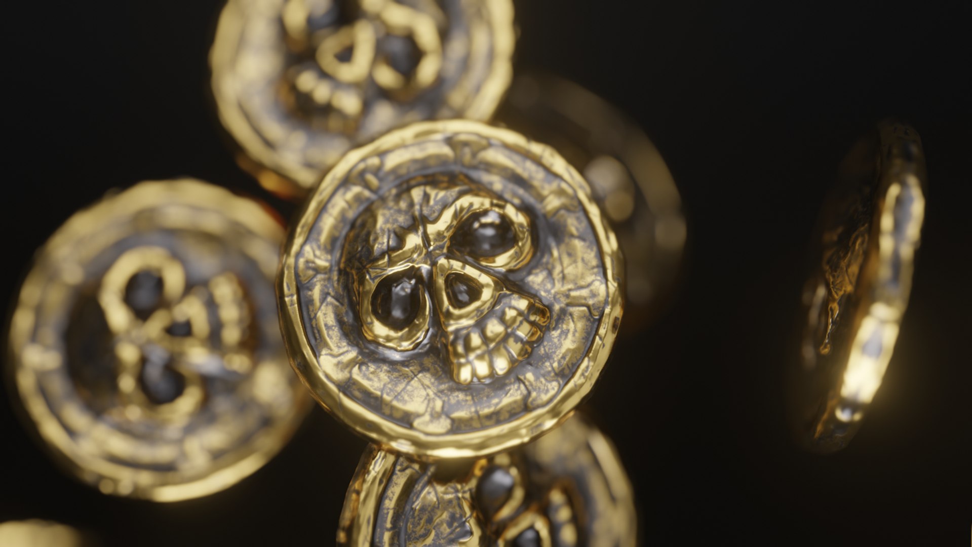 3D Golden Coin Skull Model - TurboSquid 1608002