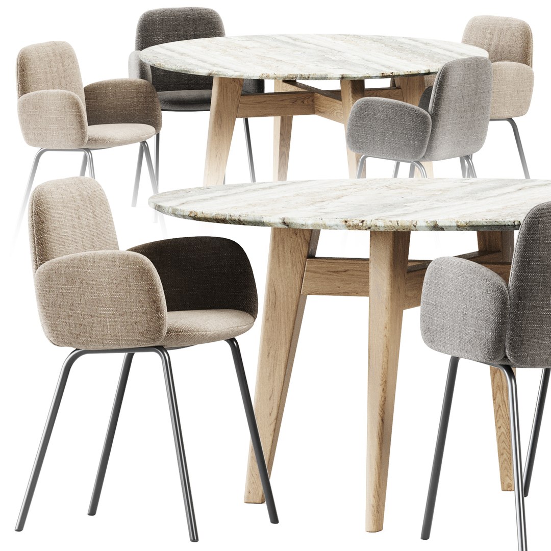 Leda Chair With Armrests by Miniforms and Abrey Table by Calligaris 3D ...