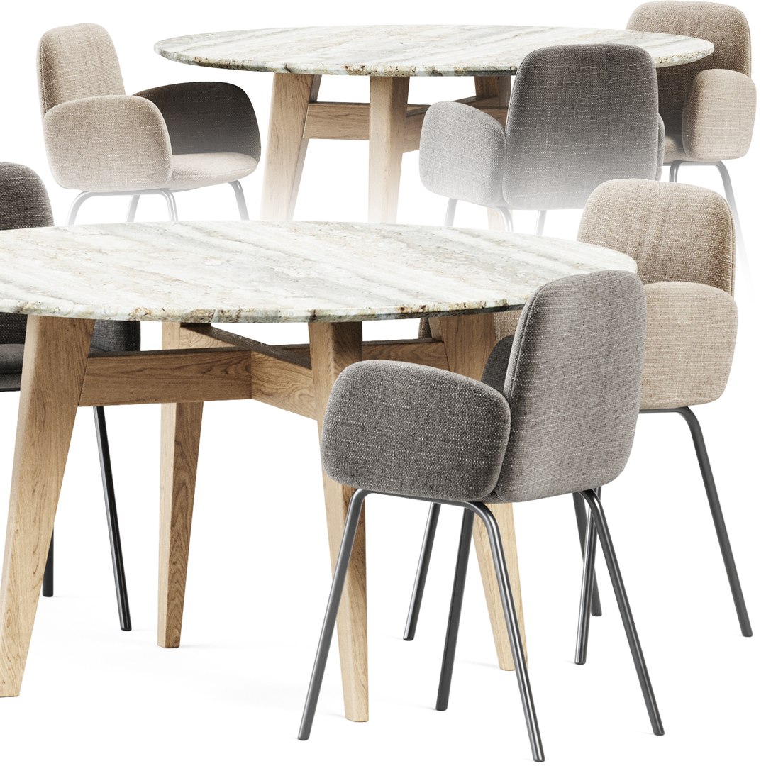 Leda Chair With Armrests by Miniforms and Abrey Table by Calligaris 3D ...